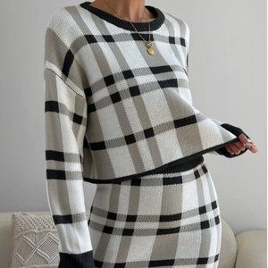 MODA ME COUTURE | Skirts | Neutral Multicolor Plaid Pattern Knit ...